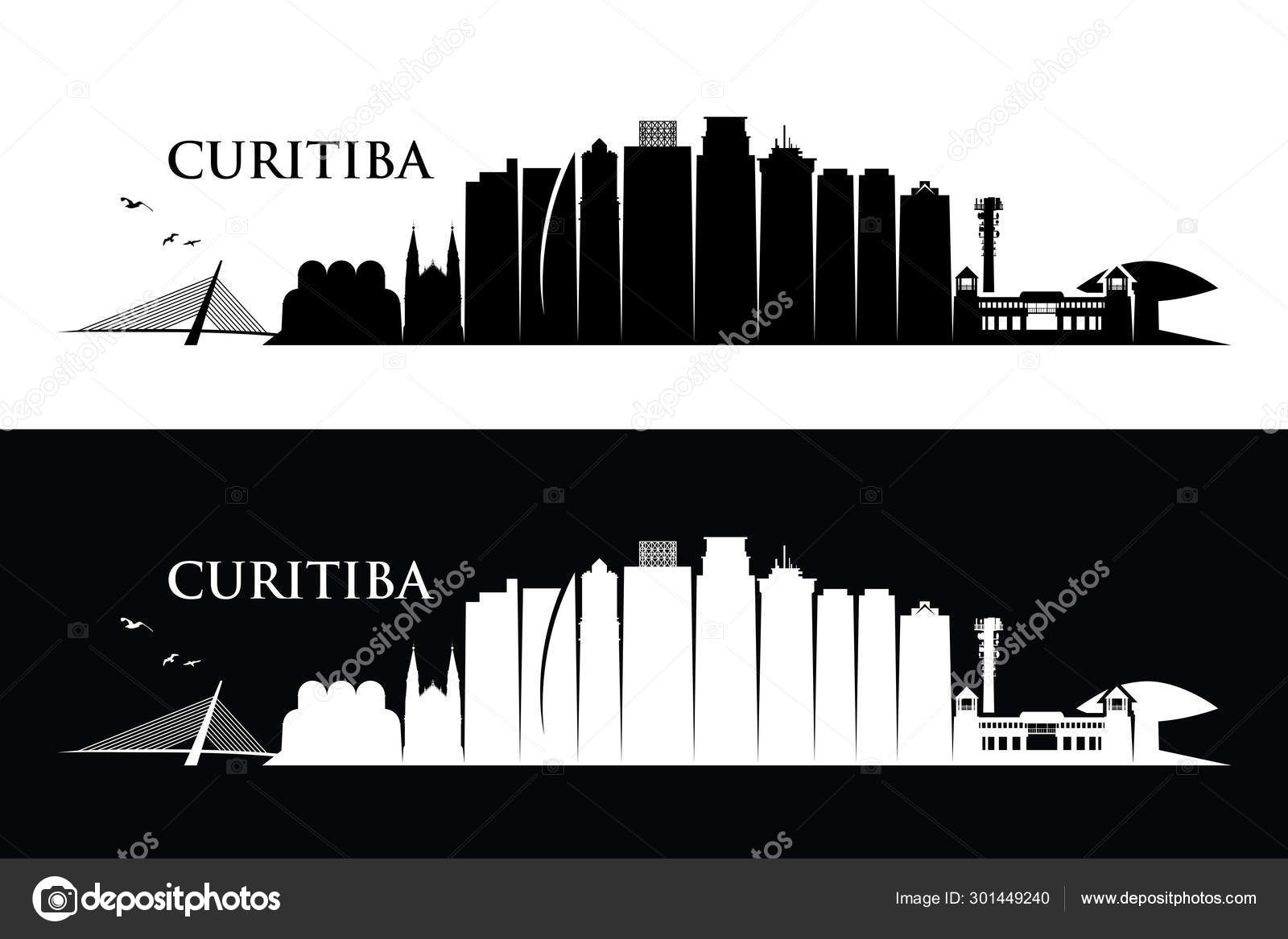 Brazil Curitiba City Silhouette Banner Simple Illustration Stock Vector ...