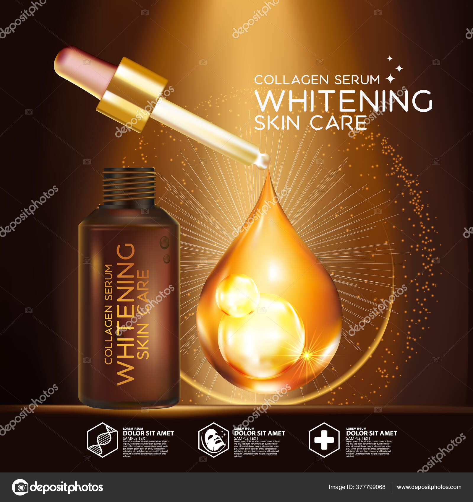 Collagen Serum Background Concept Skin Care Cosmetic Stock Vector Image ...