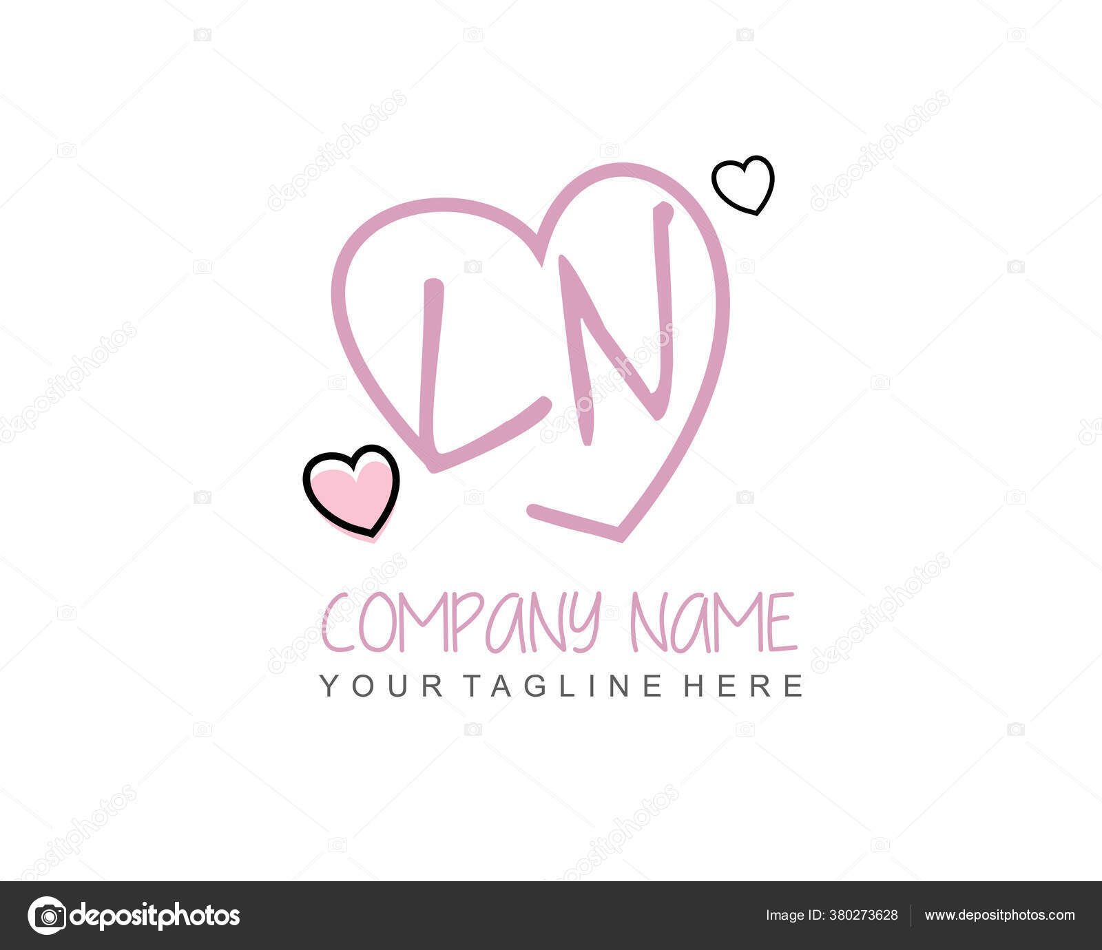 Initial Handwriting Feminine Logo Design Template Vector — Stock Vector ...
