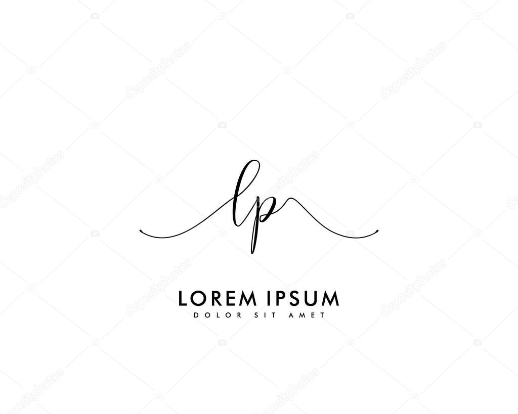 Letra inicial LP belleza escritura a mano logo vector 2024