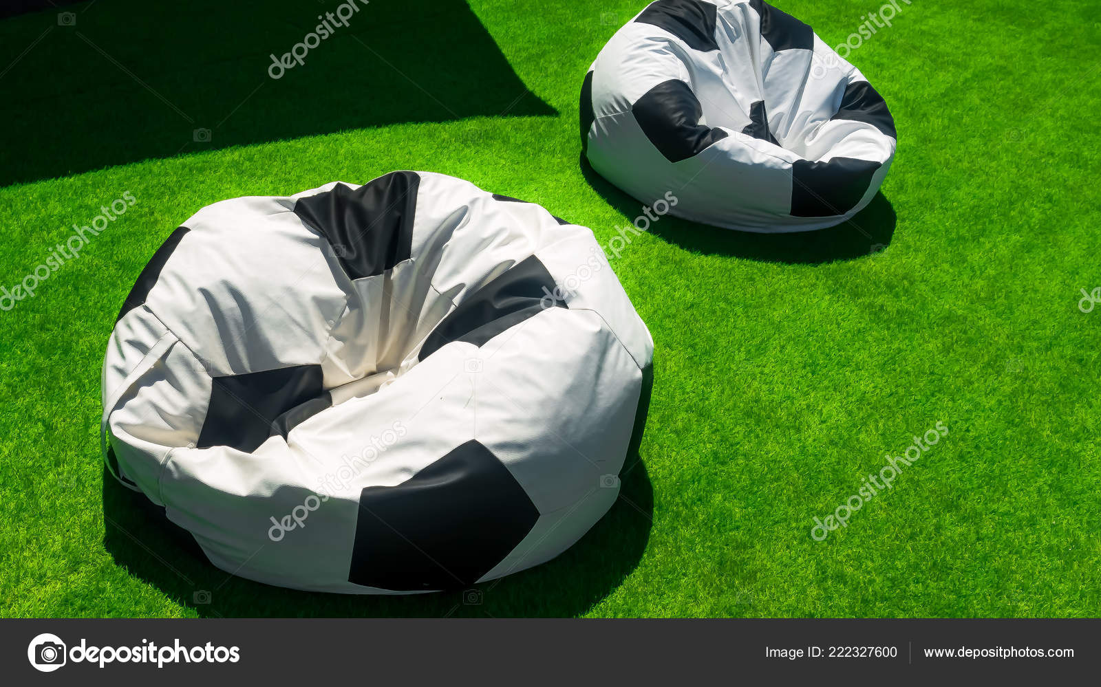 Balls Puffs Form Deflated Soccer Balls Lawn Stock Photo by ...