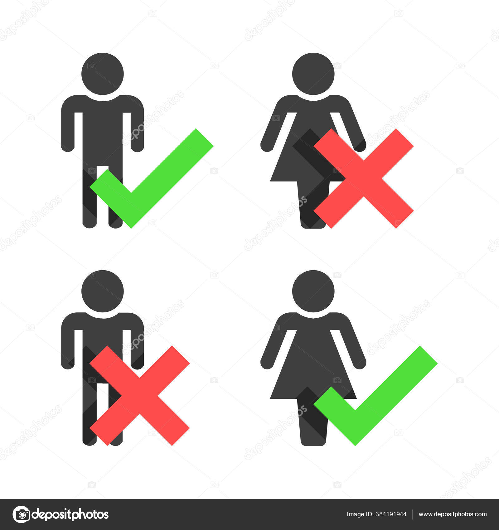 Men Allowed Women Allowed Sign Permission Sign Flat Style Isolated Stock Vector Image by ...