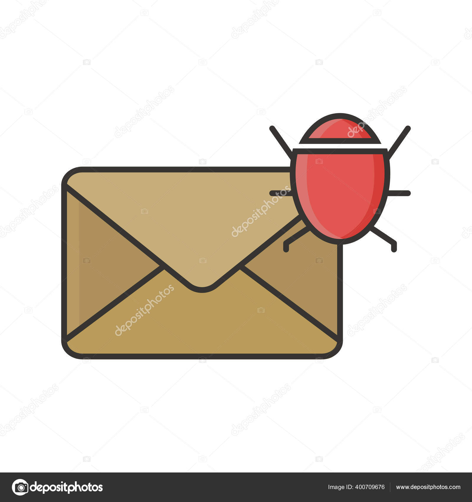Envelope Bug Icon Concept Spam Email Phishing Cyber Crime Concept Stock ...