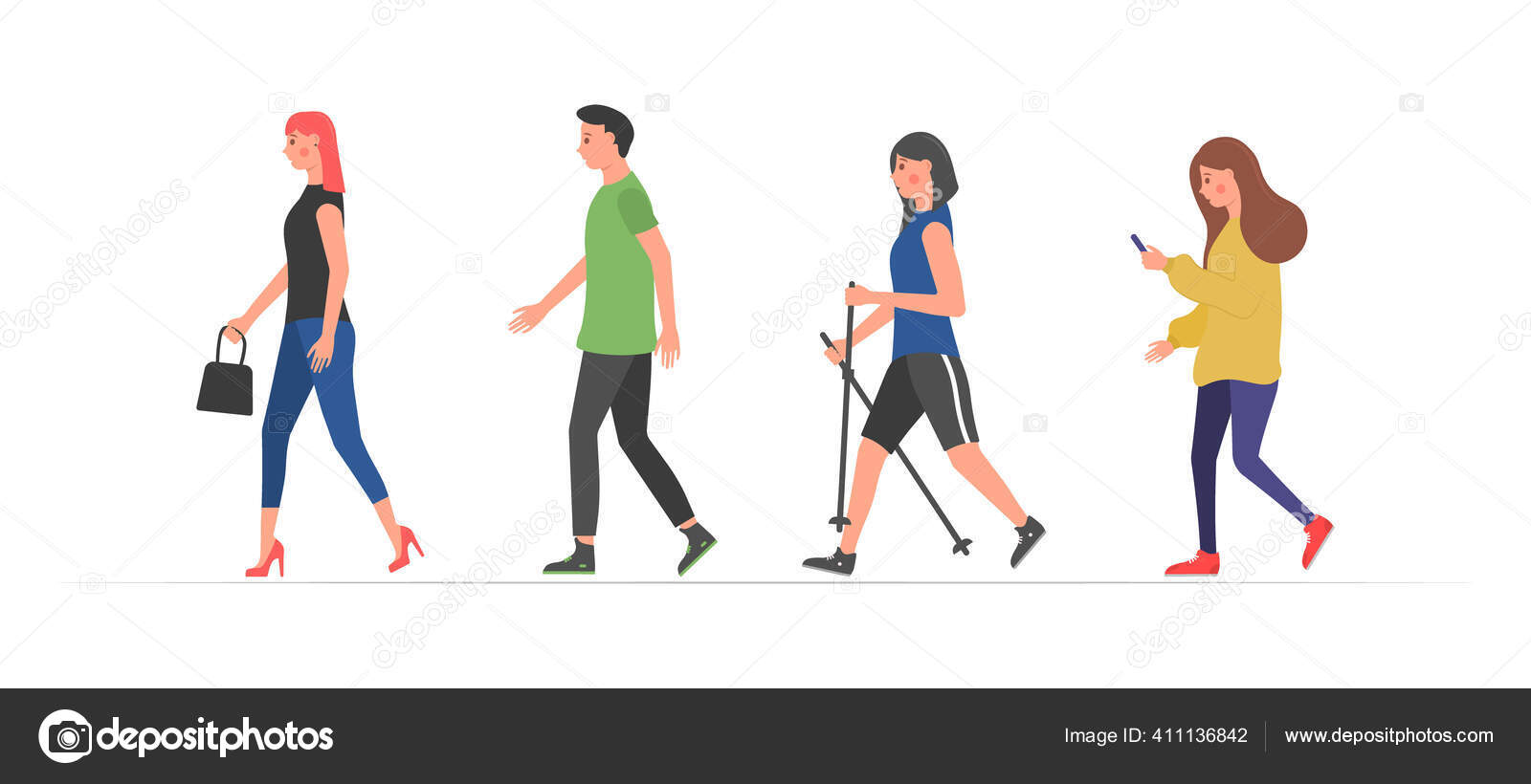 Walking people characters. Stock Vector by ©Poliashenko 411136842