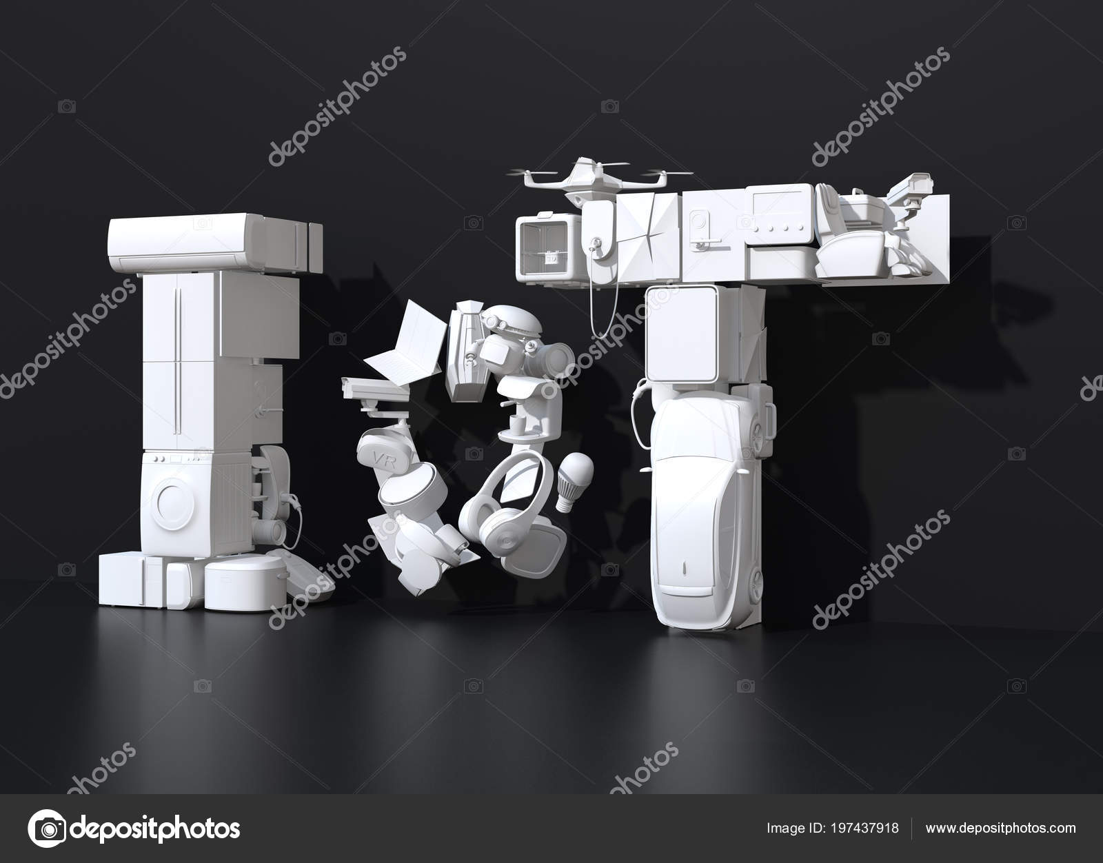 Iot Text Composed Smart Appliances Black Background Internet Things ...