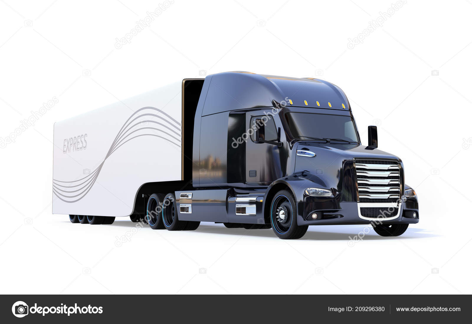 Black Fuel Cell Powered American Truck Isolated White Background ...