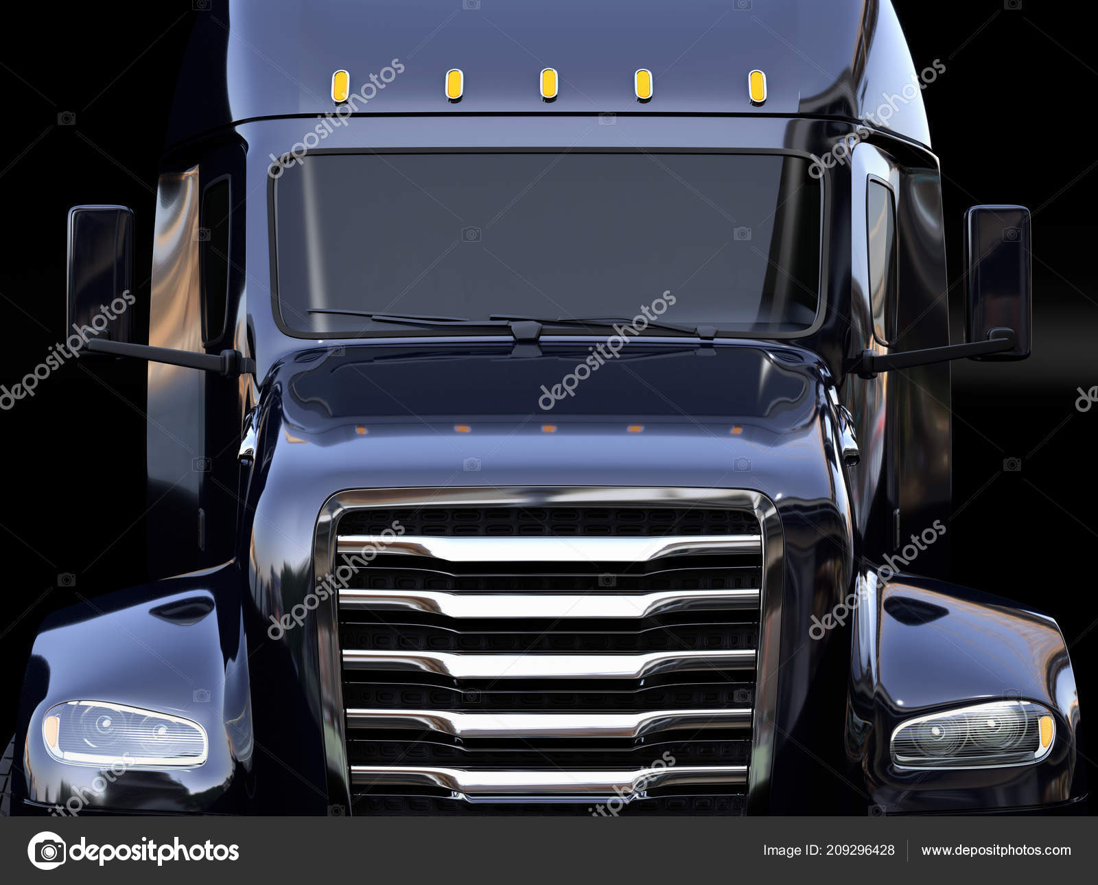 Black Semi Truck Front
