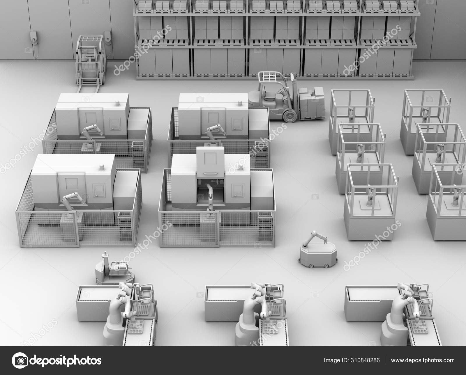 Clay Rendering Mobile Robot Dual Arm Robot Assembly Robot Cells Stock ...