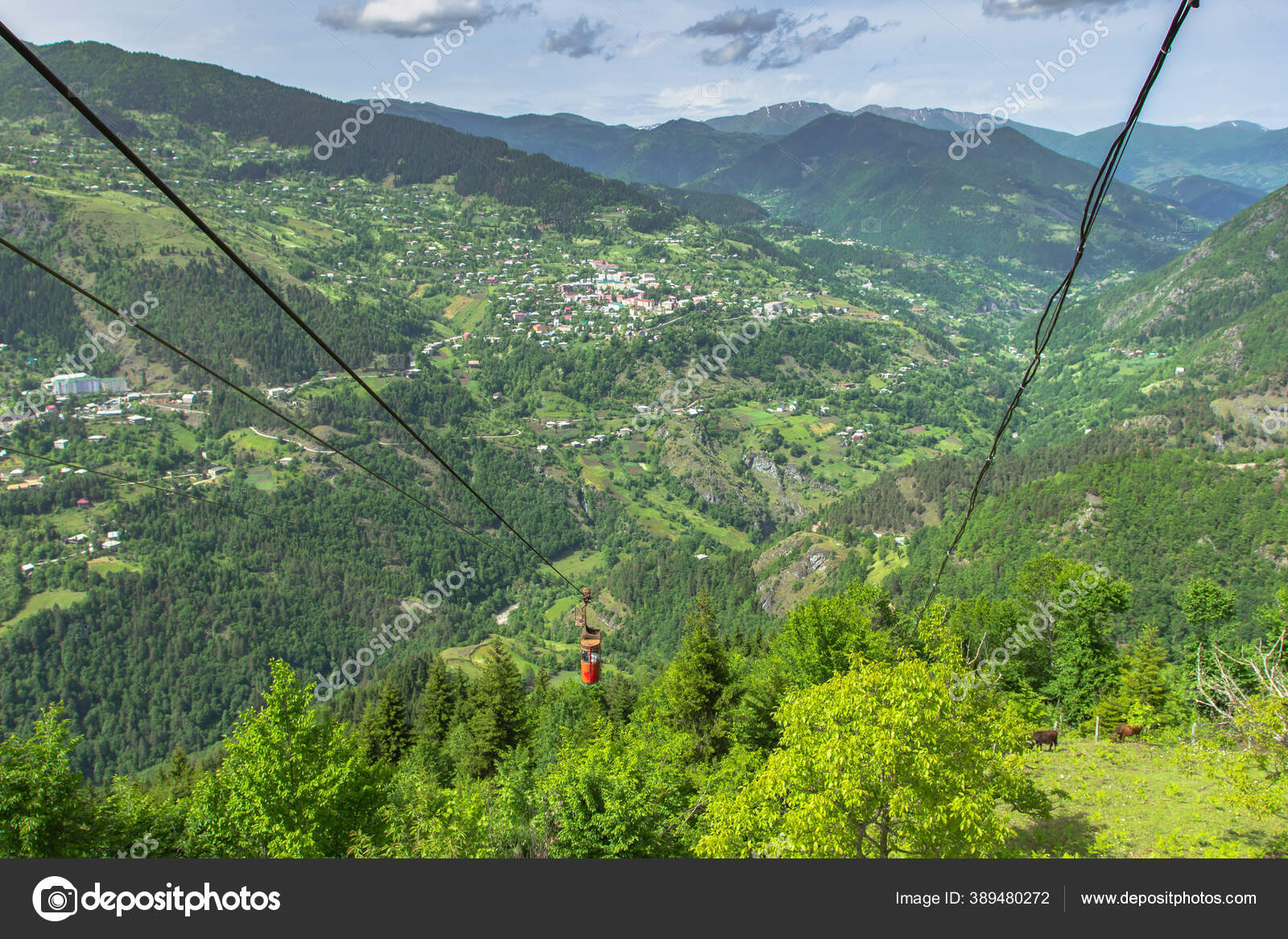 Red Ropeway Khulo Georgia Cable Car Khulo Tago Village Beautiful Stock ...