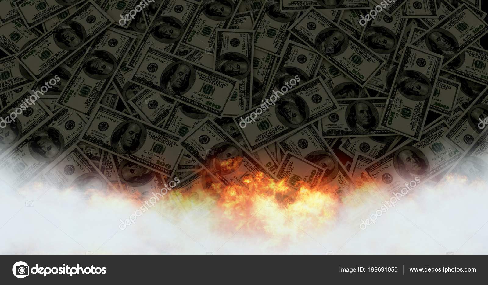 Digital Composite Dollar Money Notes Burning Fire — Stock Photo ...