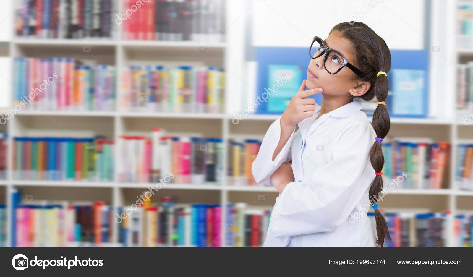 Digital Composite Science School Girl Education Library Stock Photo by ...