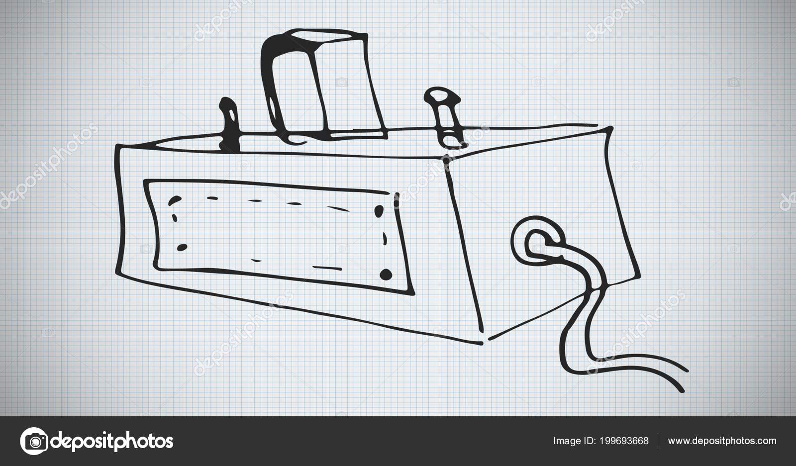 Digital Composite Sketch Machine Hand Drawing — Stock Photo ...