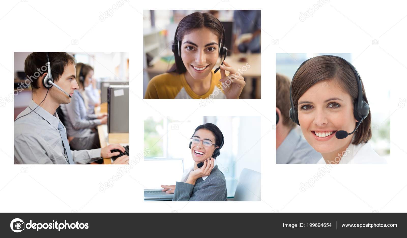 Digital Composite Collage Customer Service Help Team Call Center ...