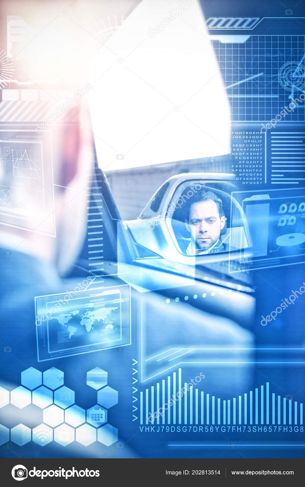 Digital Interface Driver Reflection Mirror Stock Photo by ...