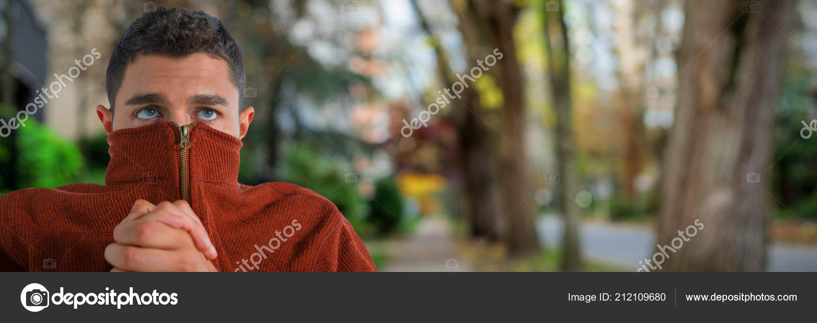 Man Shivering Cold Footpath Trees City Stock Photo by ©vectorfusionart ...