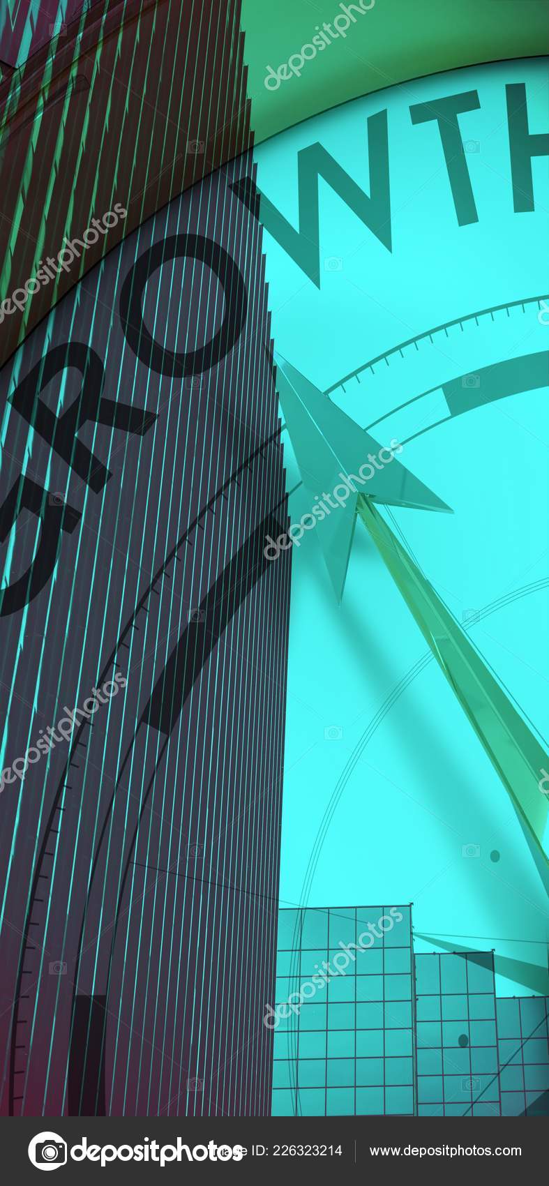 Compass Pointing Growth View Modern Office Buildings — Stock Photo ...