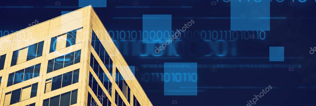 interfaz contra la vista de ángulo bajo del edificio de oficinas 2024