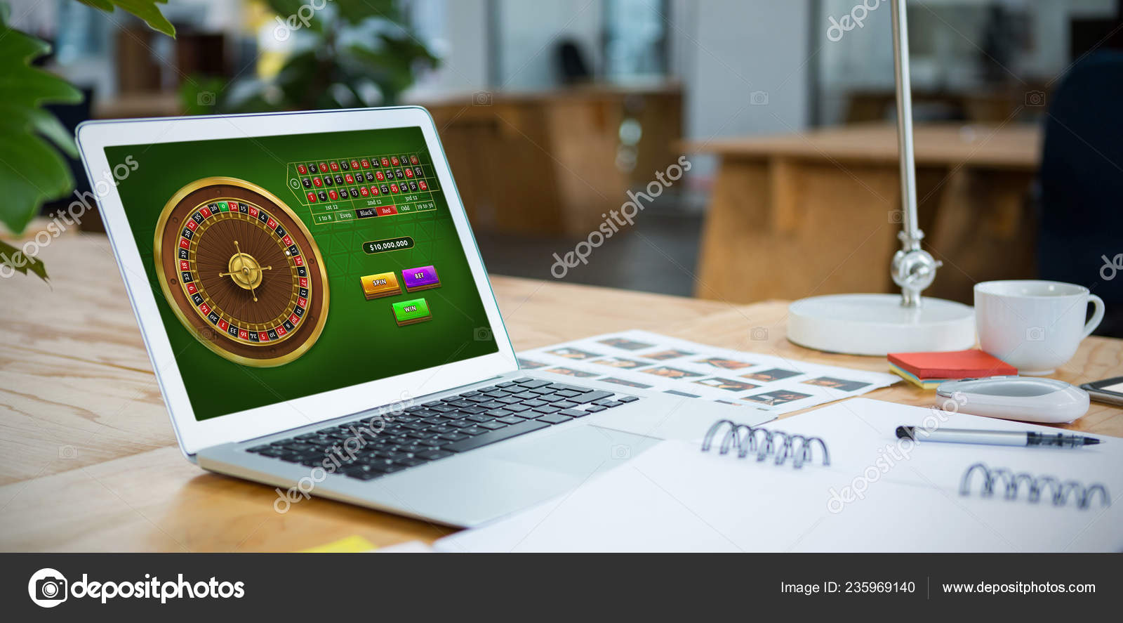 Online Roulette Game Laptop Color Swatch Table — Stock Photo ...