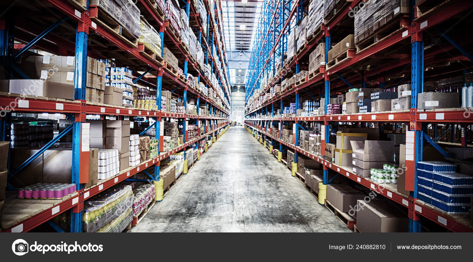 Products Arranged Rack Illuminated Warehouse Stock Photo by ...