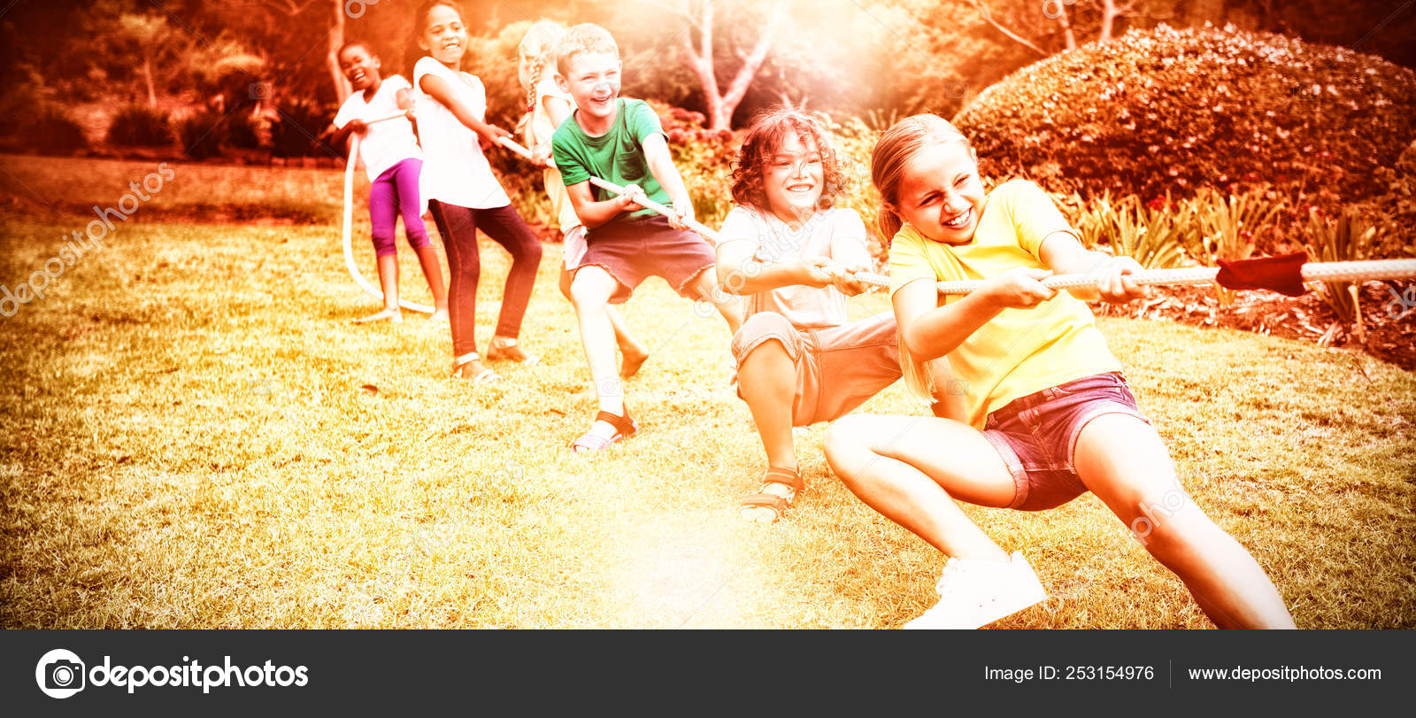 Children Pulling Rope Tug War Park ⬇ Stock Photo, Image by ...
