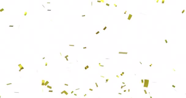 Digital Animation Gold Confetti Falling White Background — Stock Video ...