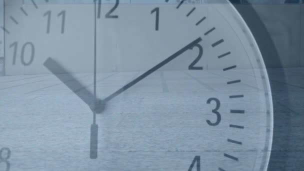 Animation People Walking Fast Motion Ticking Clock Foreground — Stock ...