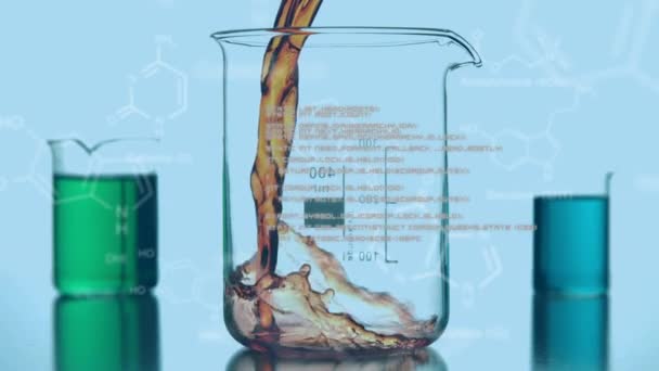 Animation Three Laboratory Beakers Being Filled Colored Chemical ...