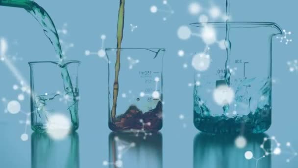 Animation Three Laboratory Beakers Being Filled Colored Chemical ...