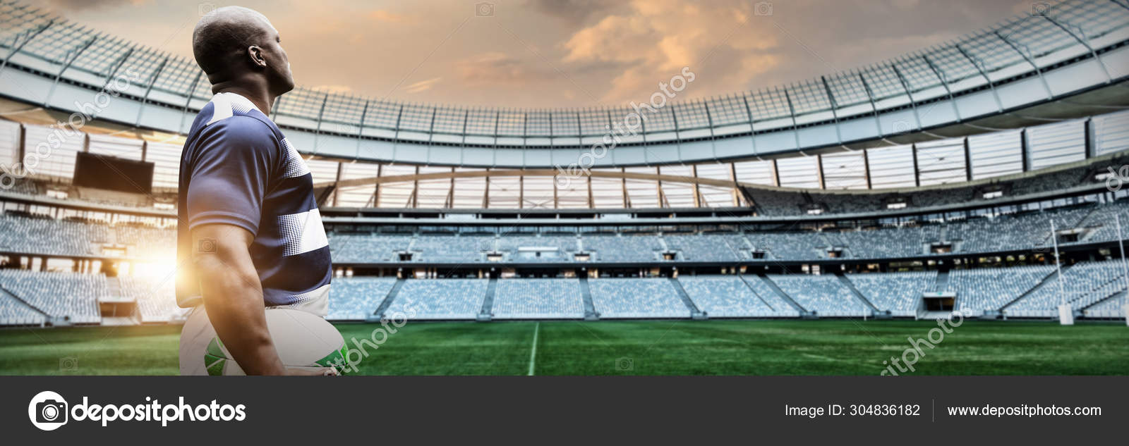 Strong Rugby Player Rugby Stadium Dawn Stock Photo by ©vectorfusionart ...
