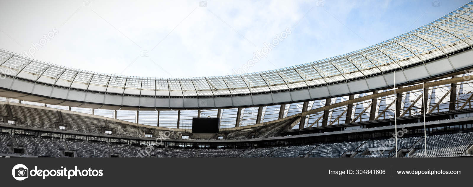 Empty Rugby Stadium Sunny Day Stock Photo by ©vectorfusionart 304841606