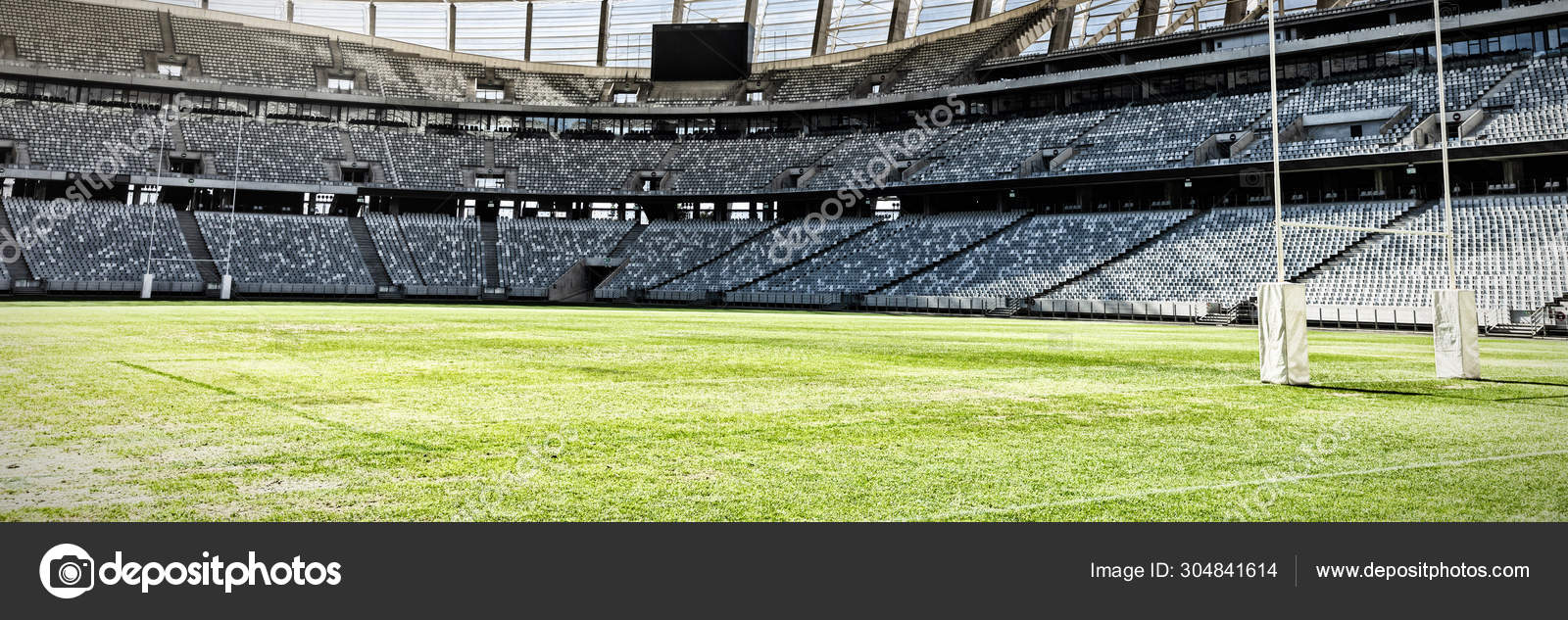 Empty Rugby Goal Post Sunny Day Stadium Stock Photo by ©vectorfusionart ...