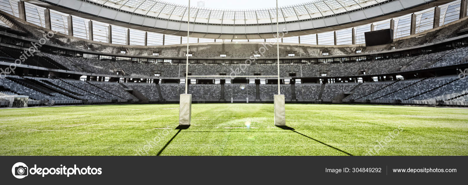 Empty Rugby Goal Post Sunny Day Stadium Stock Photo by ©vectorfusionart ...