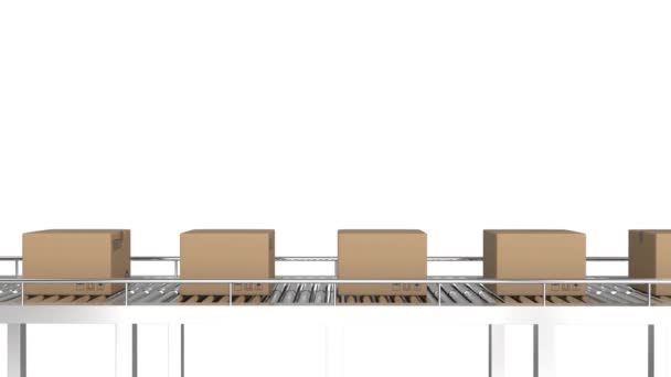 Animation Cardboard Boxes Moving Conveyor Belt — Stock Video ...