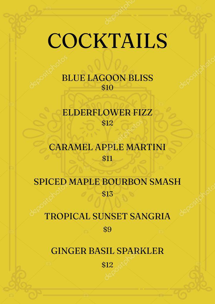 Eleva tu menú de bar, adornado marco dorado. Transmite sofisticación y ...