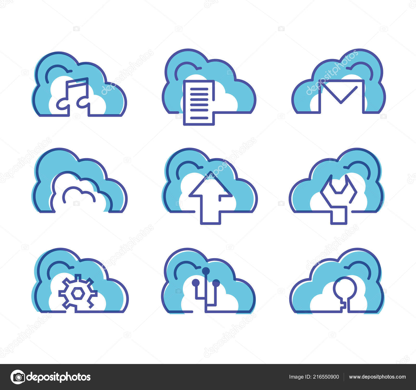 Cloud computing network set icons Stock Vector by ©djv 216550900