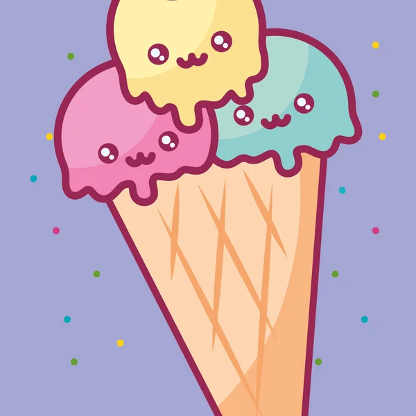 Helados kawaii imágenes de stock de arte vectorial | Depositphotos
