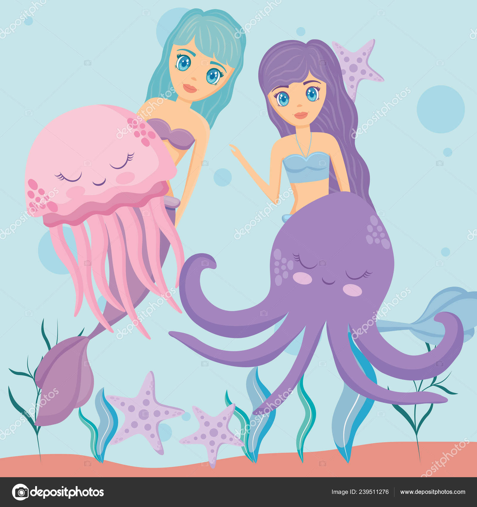 Cute mermaid icon Stock Vector by ©djv 239511276
