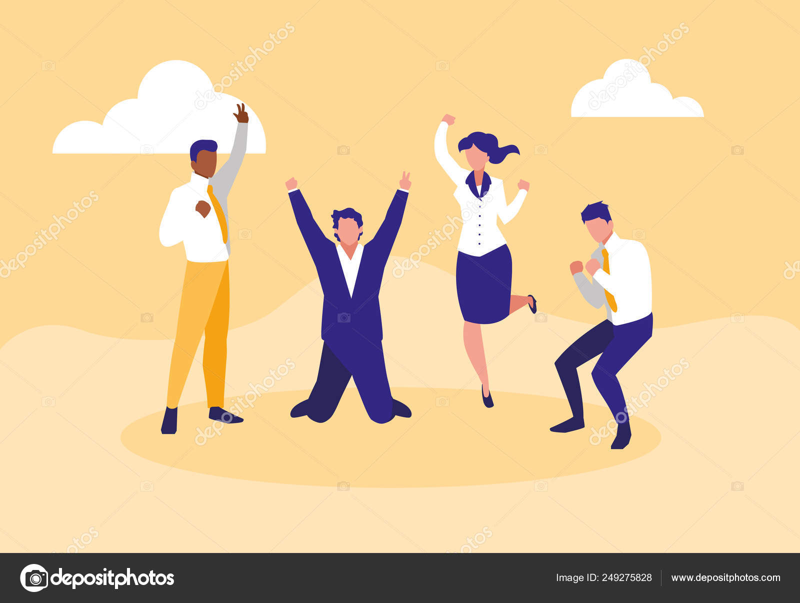Gente de negocios exitosa celebrando personajes Vector de stock por ...