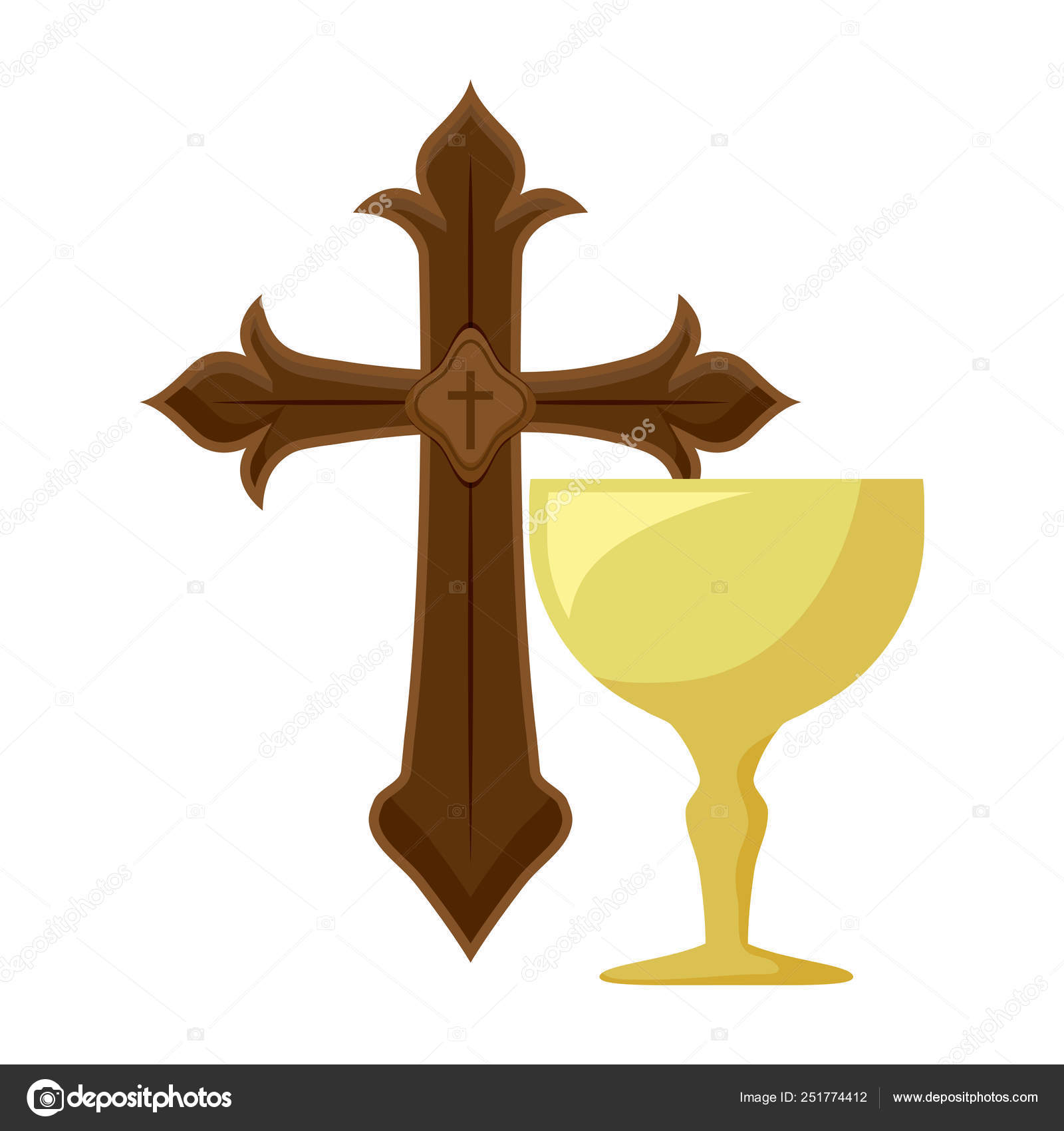 Cruz católica con cáliz sagrado Vector de stock por ©djv 251774412