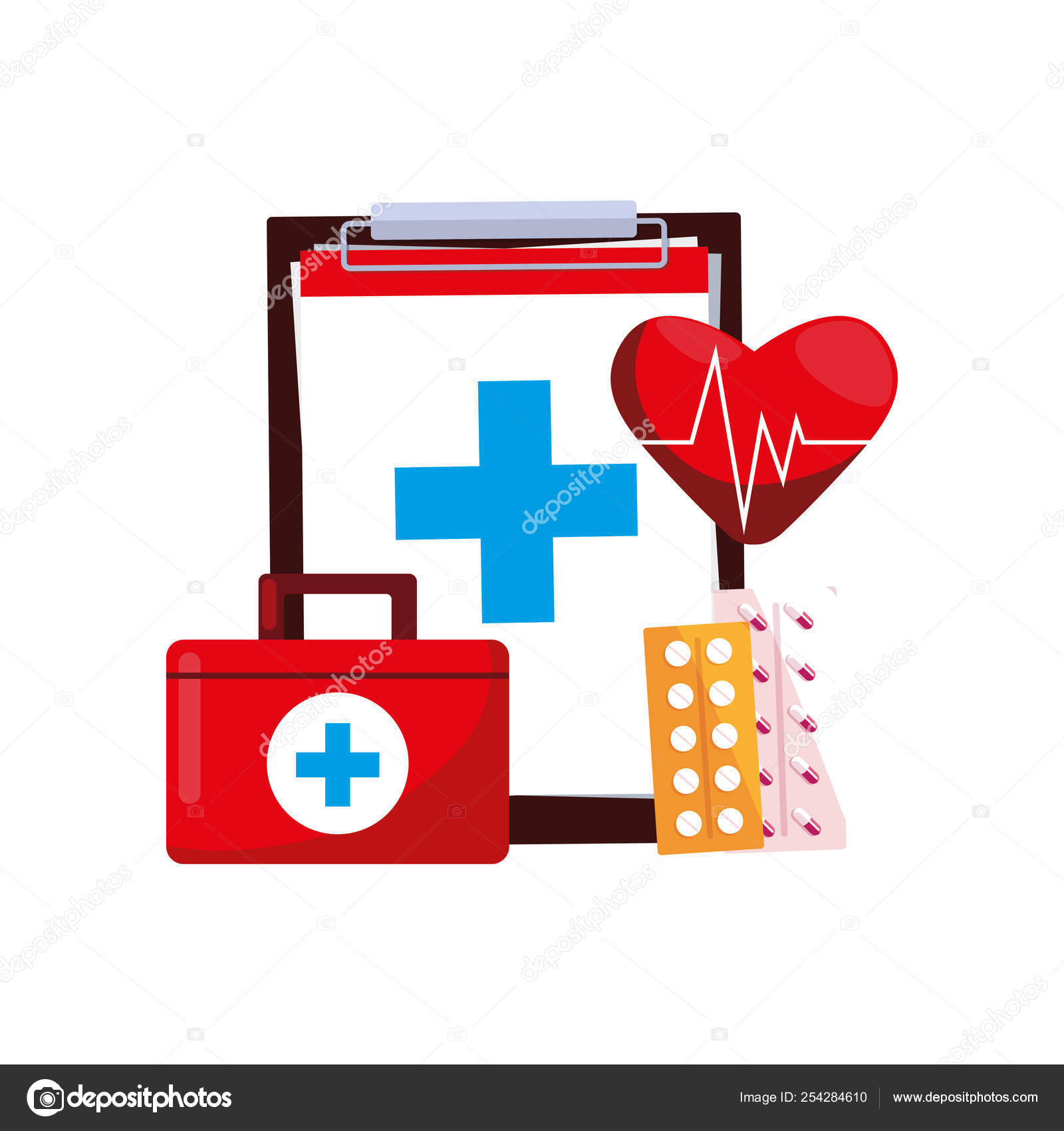 Medical order checklist and medicine icons Stock Vector by ©djv 254284610