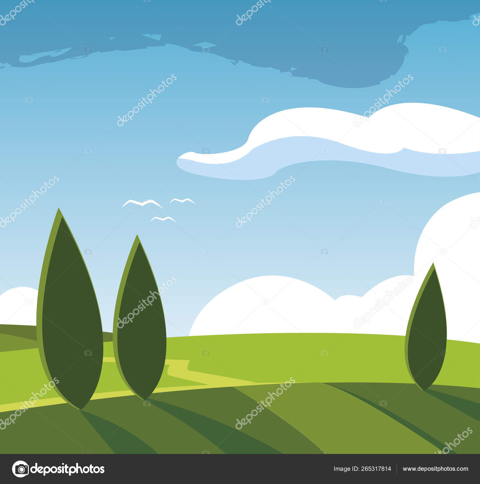 Field camp landscape scene Stock Vector Image by ©djv #265317814