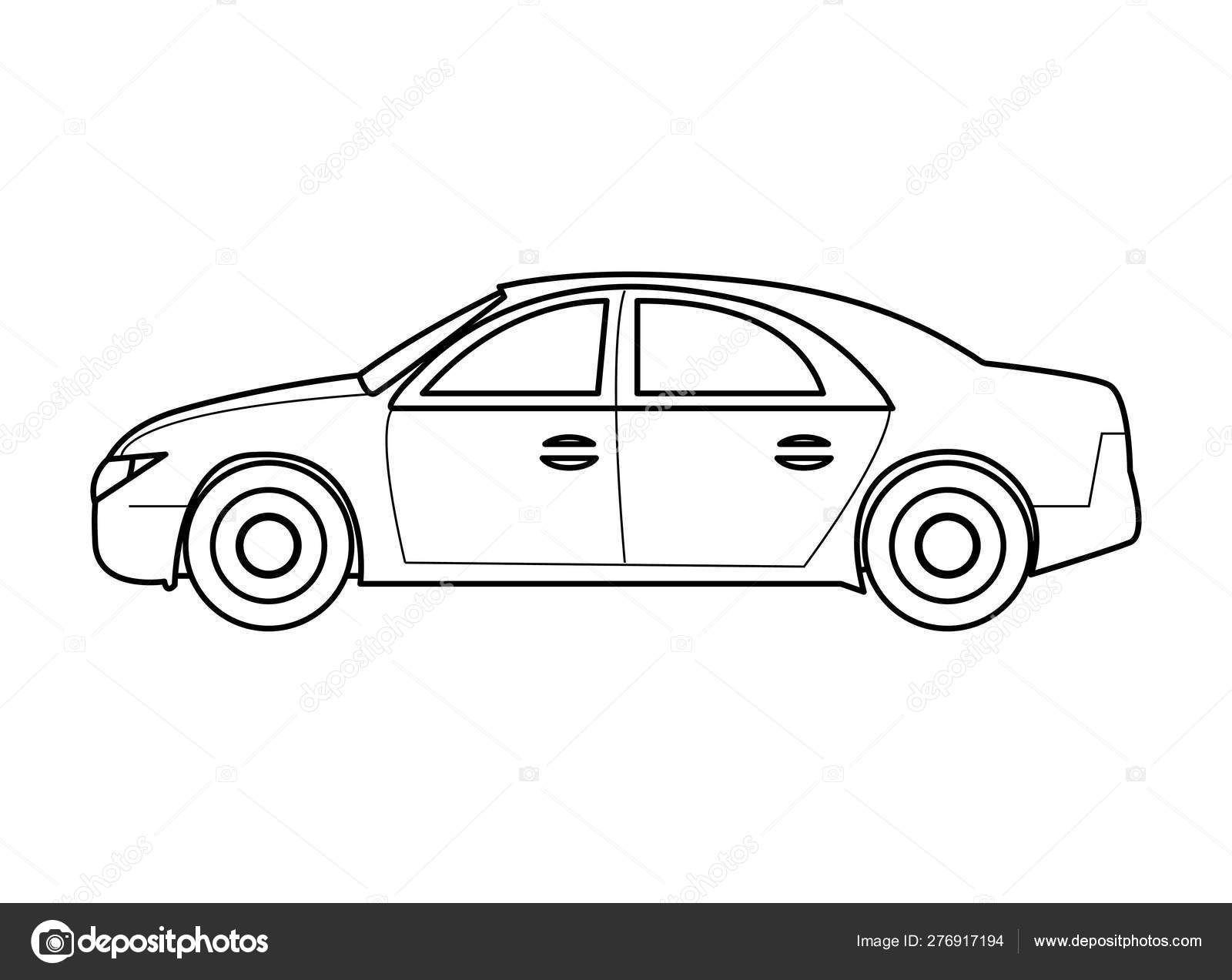 Cartoon Car Black And White Side