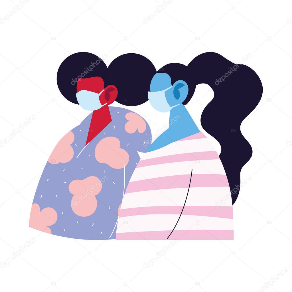 mujeres avatares dibujos animados con máscaras y pullovers diseño de ... mujeres avatares dibujos animados con máscaras y pullovers diseño de ...