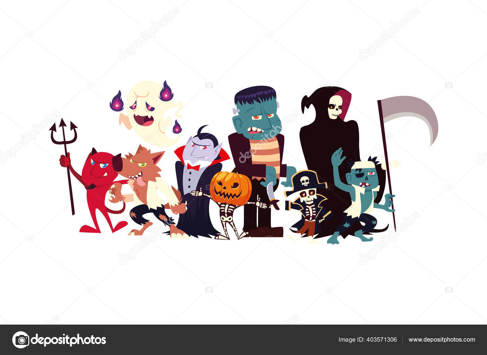 Halloween group of cartoons vector design Stock Vector by ©djv 403571306