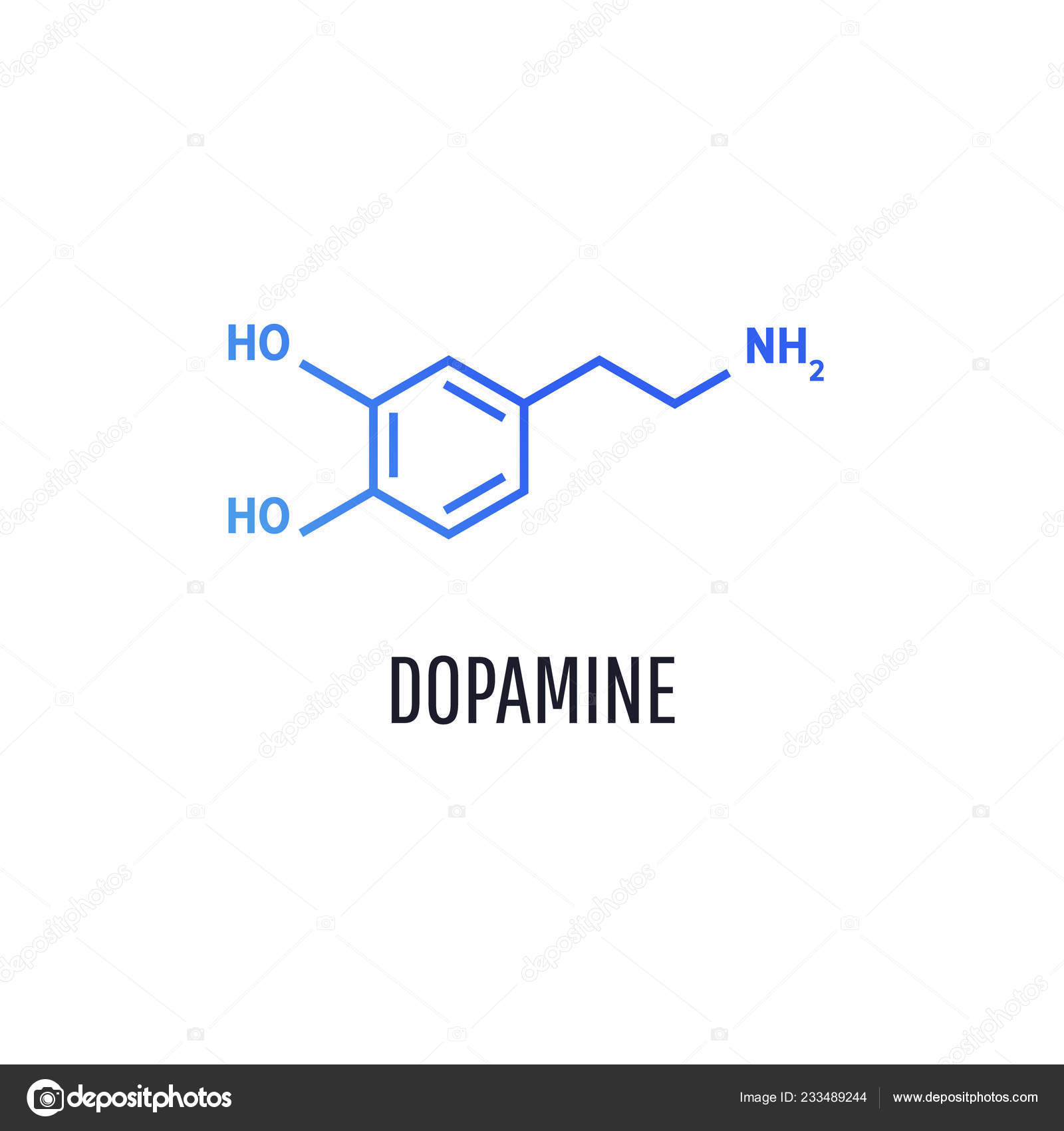 Dopamine Molecular Chemical Formula Isolated White Background Vector ...