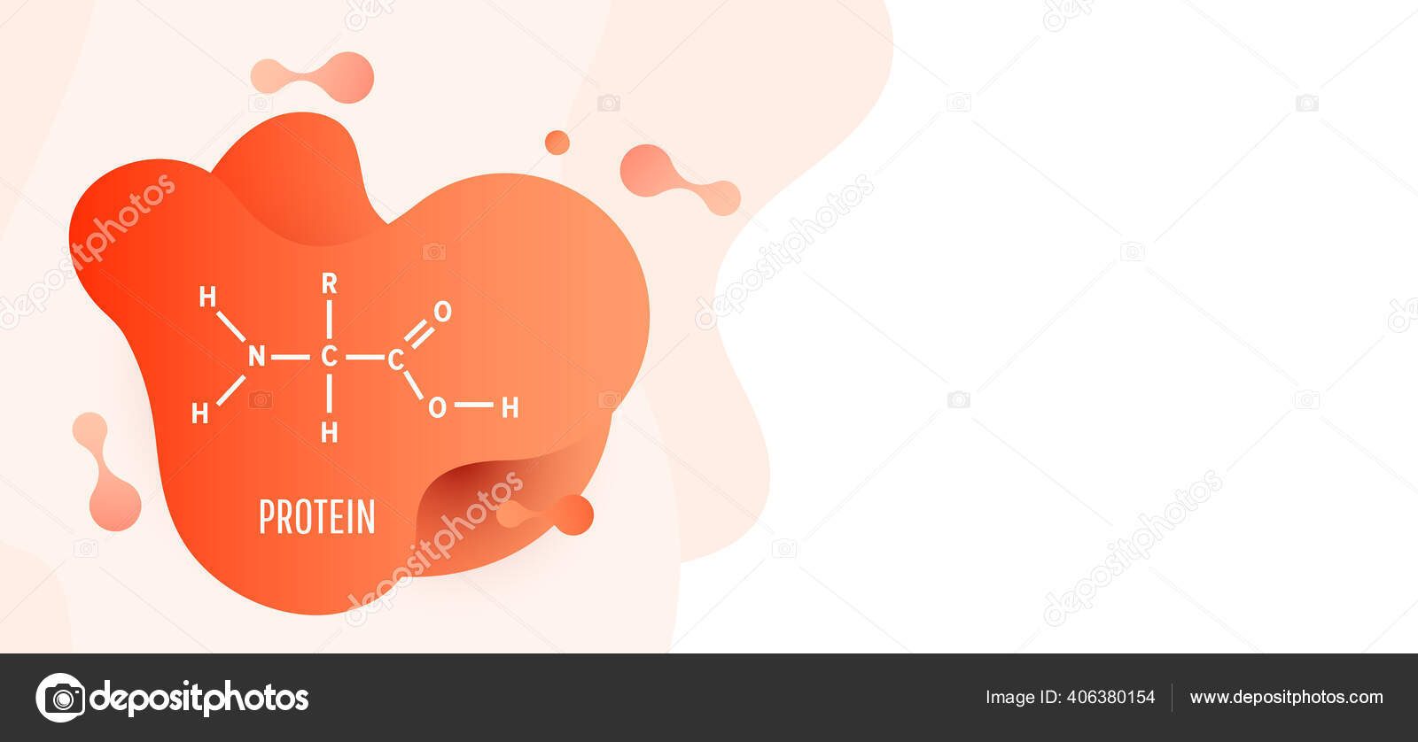 Protein. Struktur rumus kimia dan model molekul pada latar belakang ...