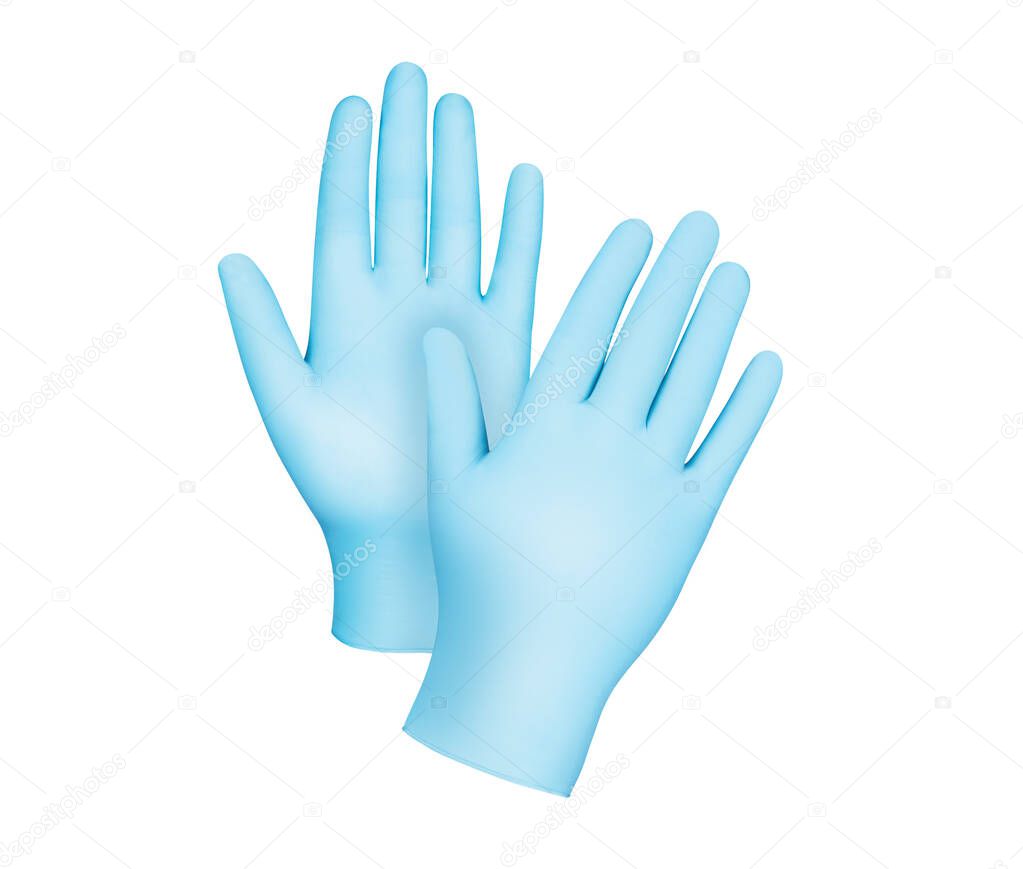 Guantes médicos.Dos guantes quirúrgicos azules aislados sobre fondo ...