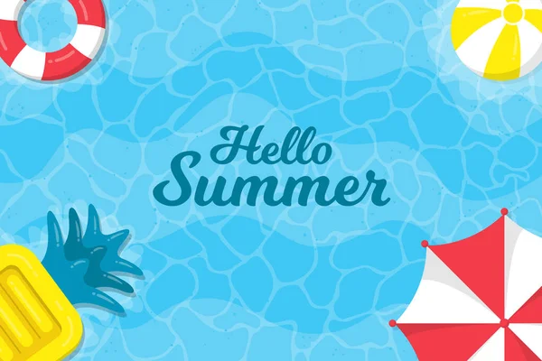 Summer pool vector background. Hello summer text sign. Swimming pool ...