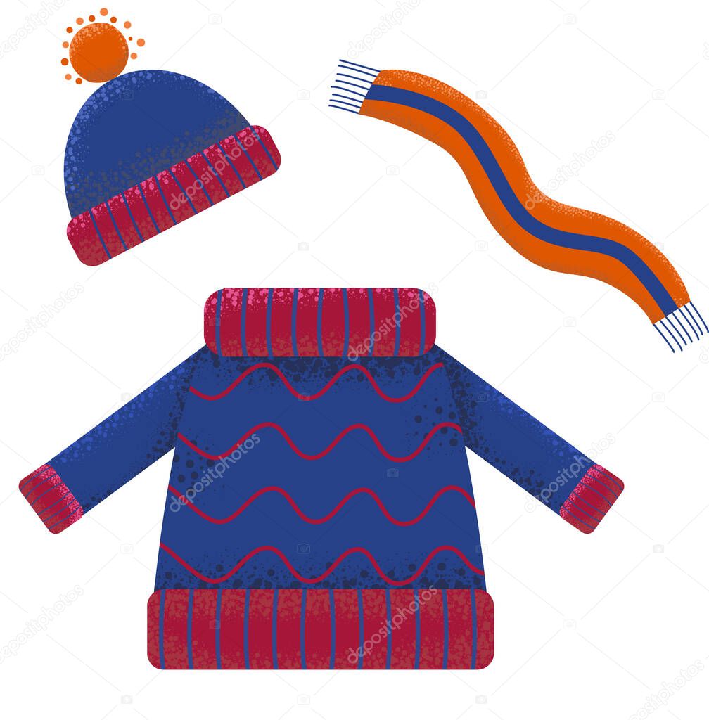 Ilustración vectorial de un conjunto de ropa de abrigo para otoño o ...