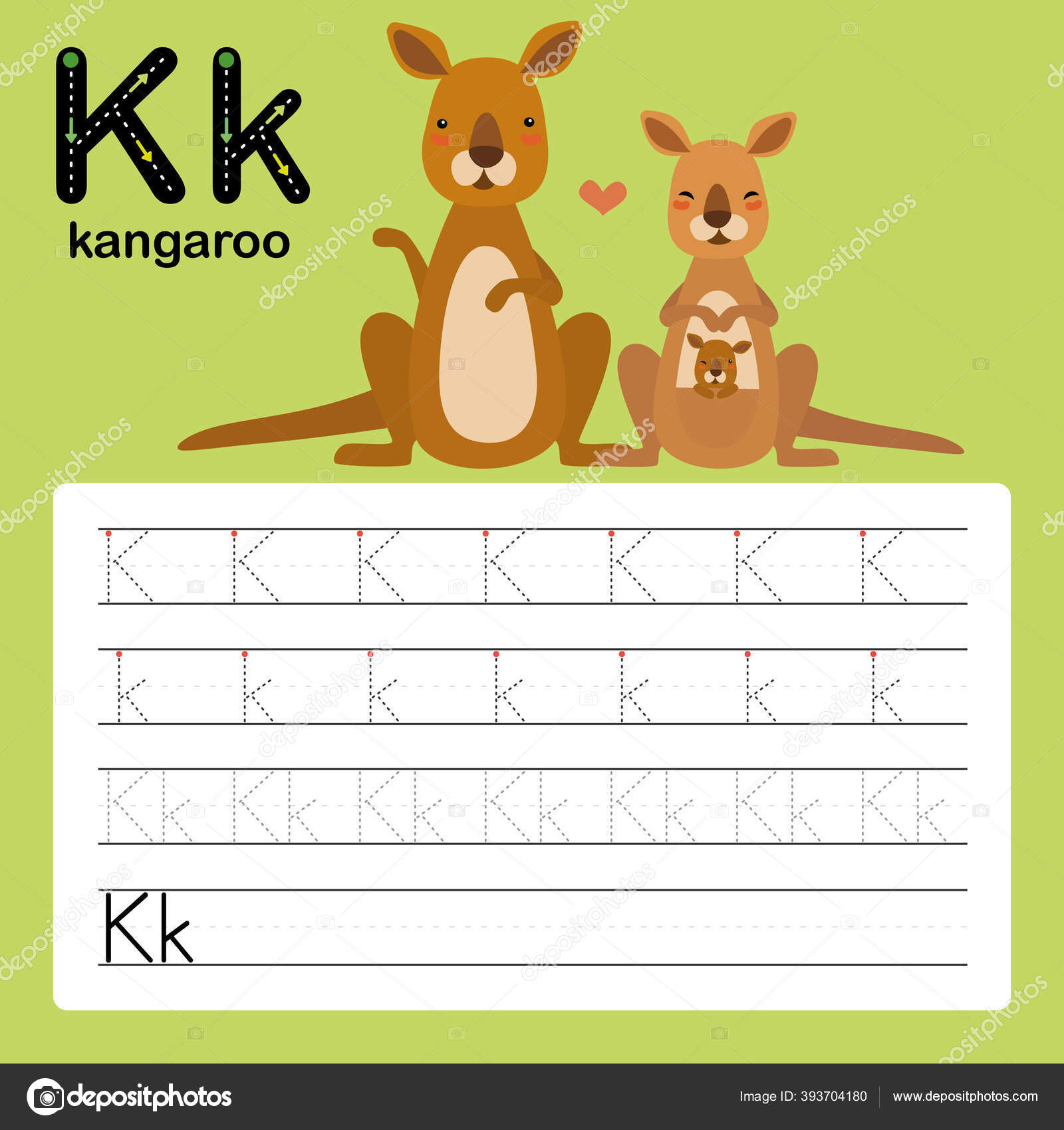 Kangaroo Alphabet Tracing Worksheet Preschool Kindergarten Improve ...